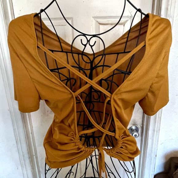 Ragdoll | Tops | Ragdoll Mustard Color Top With Ruched Tie Back | Poshmark